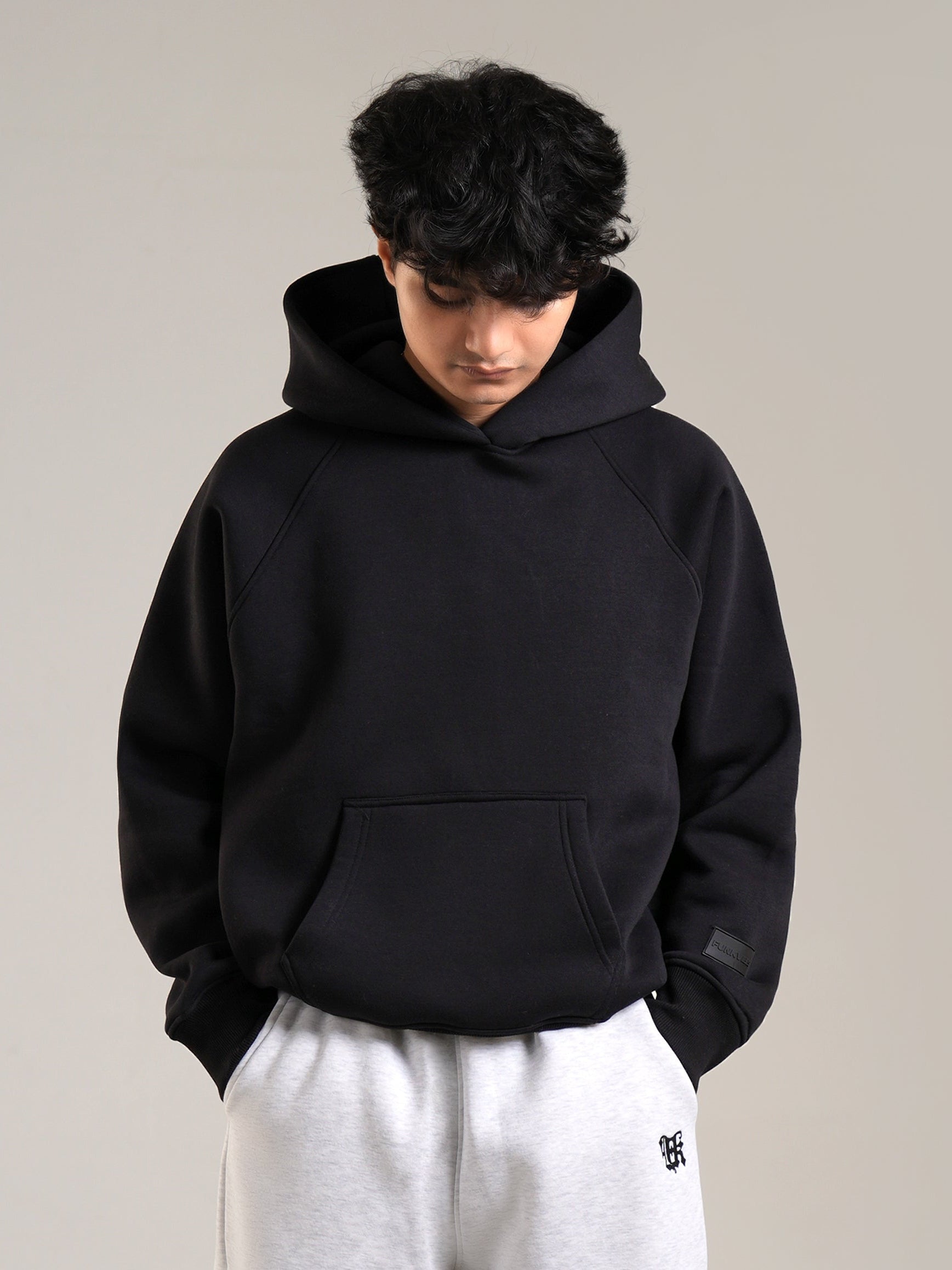 Basic black Streetwear cropped Hoodie | Funk Vibes